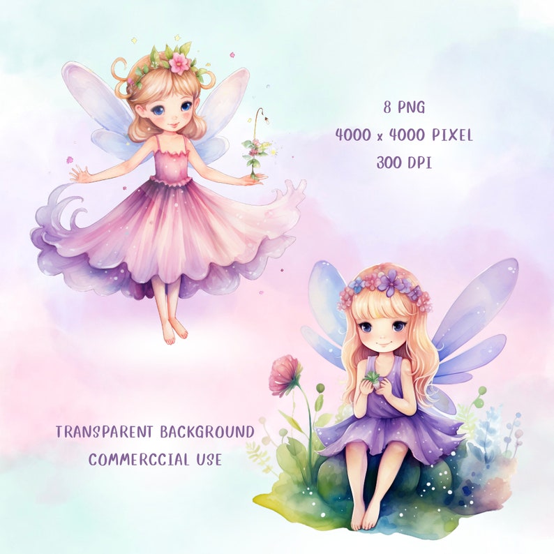 Fairy Garden Watercolor Clipart - Etsy