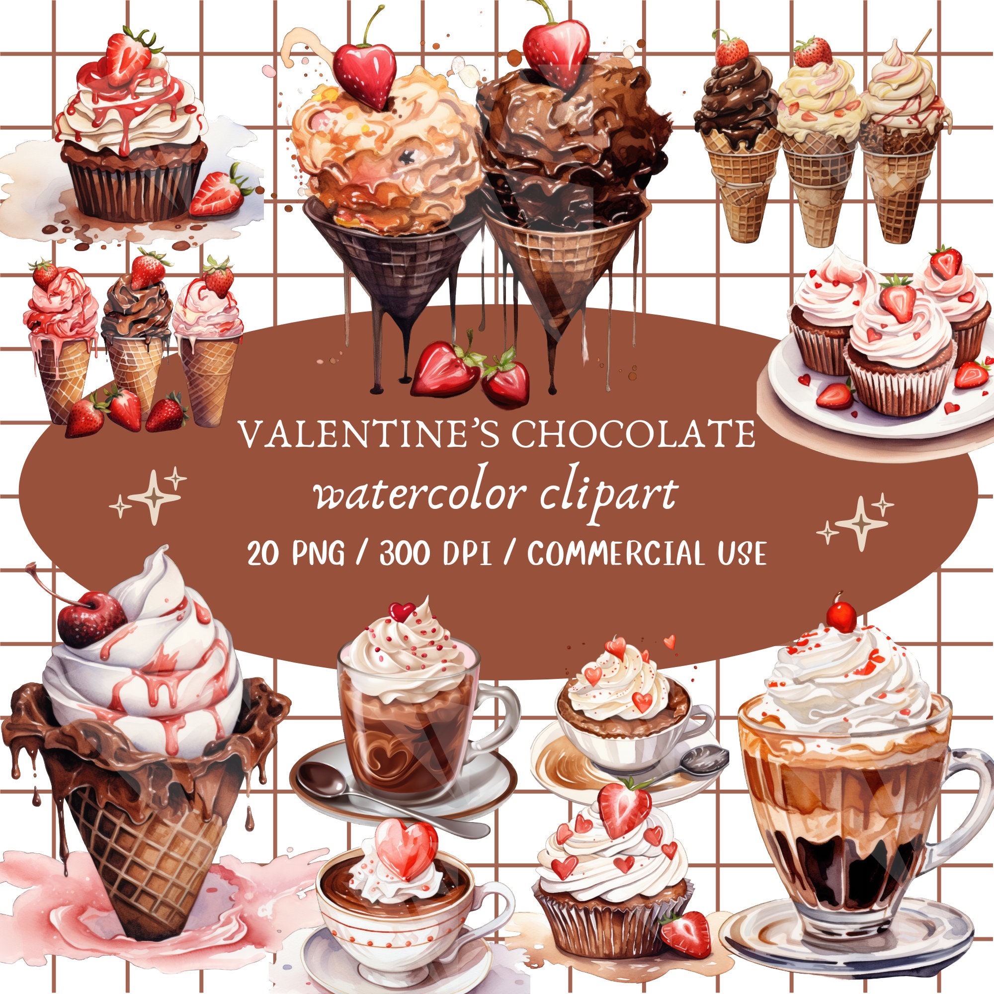 Valentine's Chocolate Watercolor Clipart - Etsy