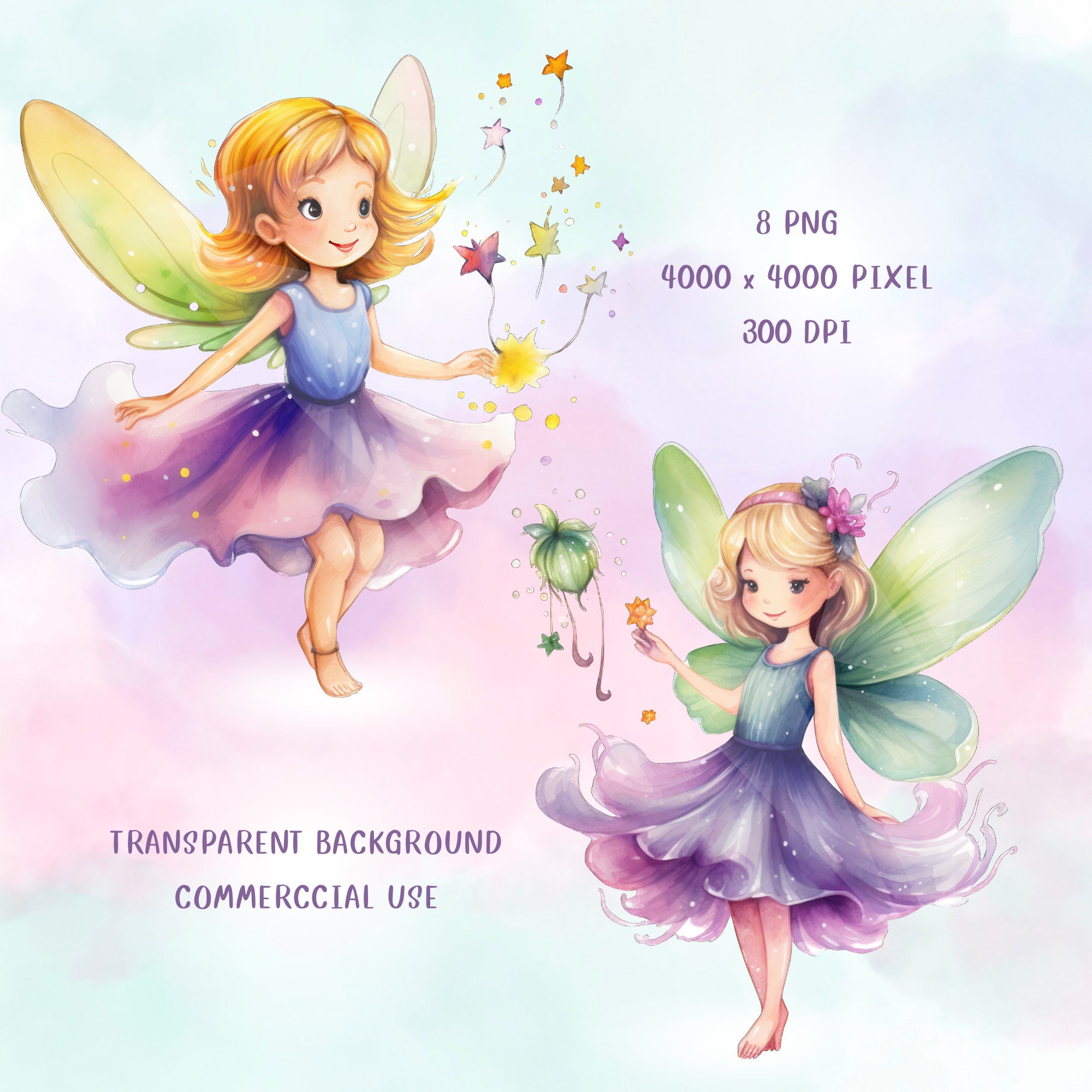 Fairy Garden Watercolor Clipart - Etsy