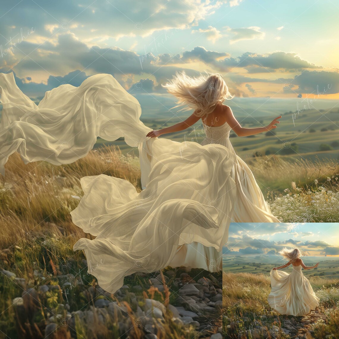 24 Flying Dress Fabric Photo Overlays, Photoshop Mix Overlay, Flowing ...