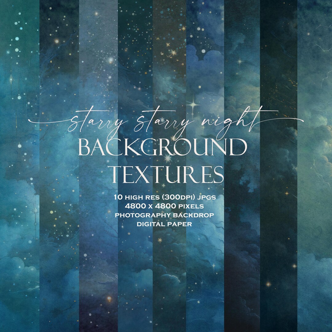 Starry Night Digital Paper Pack (10), Digital Papers, Photo Background ...