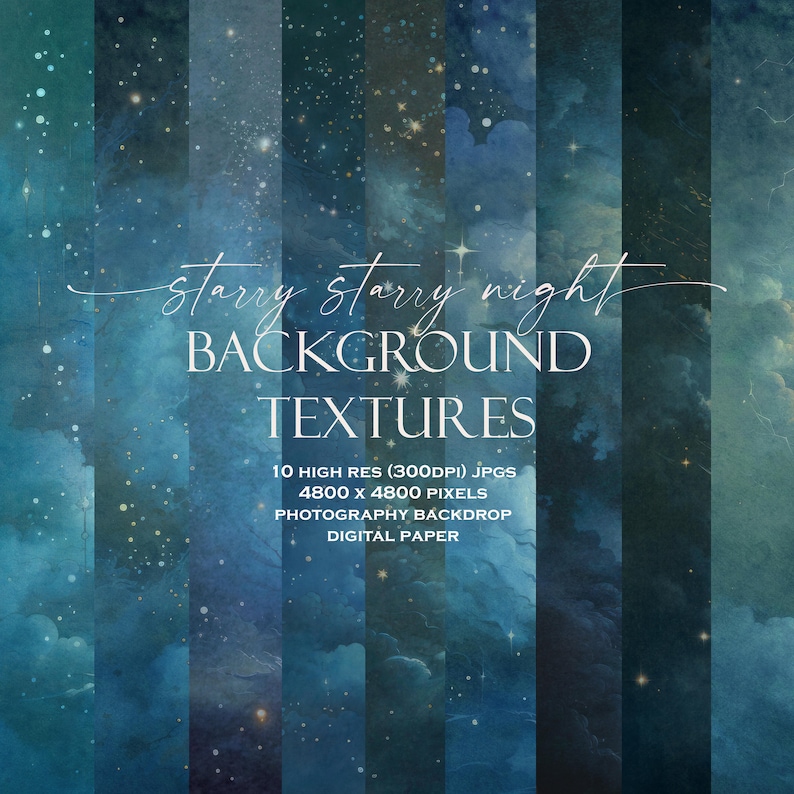Starry Night Digital Paper Pack (10), Digital Papers, Photo Background ...