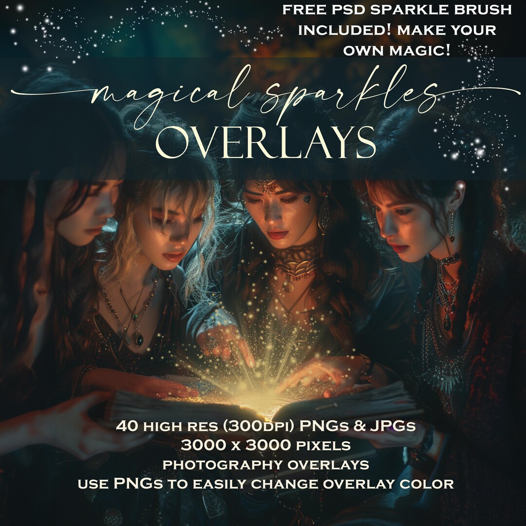 Magical Sparkles Photo Overlays Bundle, 40 PNG & JPG, Photoshop ...