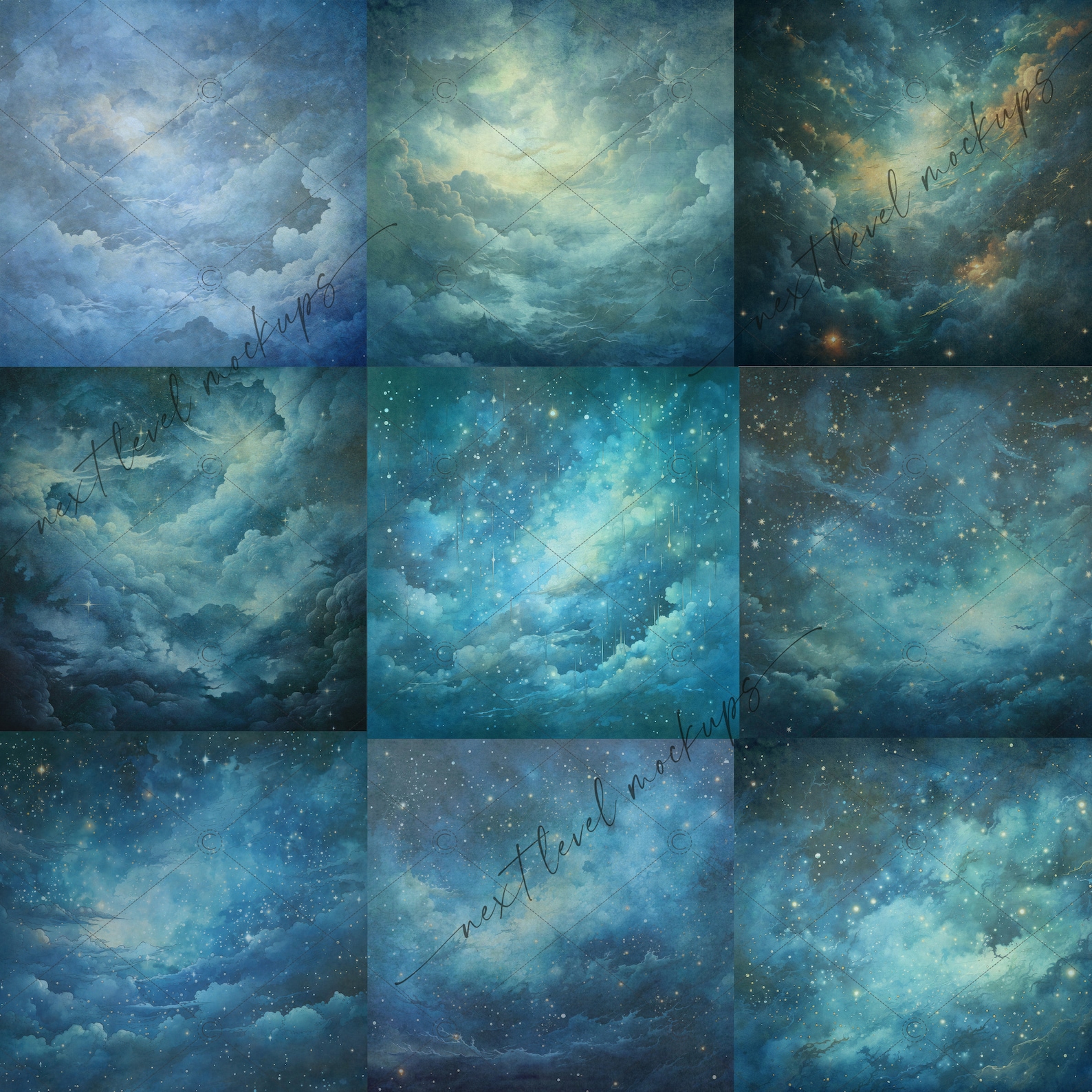 Starry Night Digital Paper Pack (10), Digital Papers, Photo Background ...