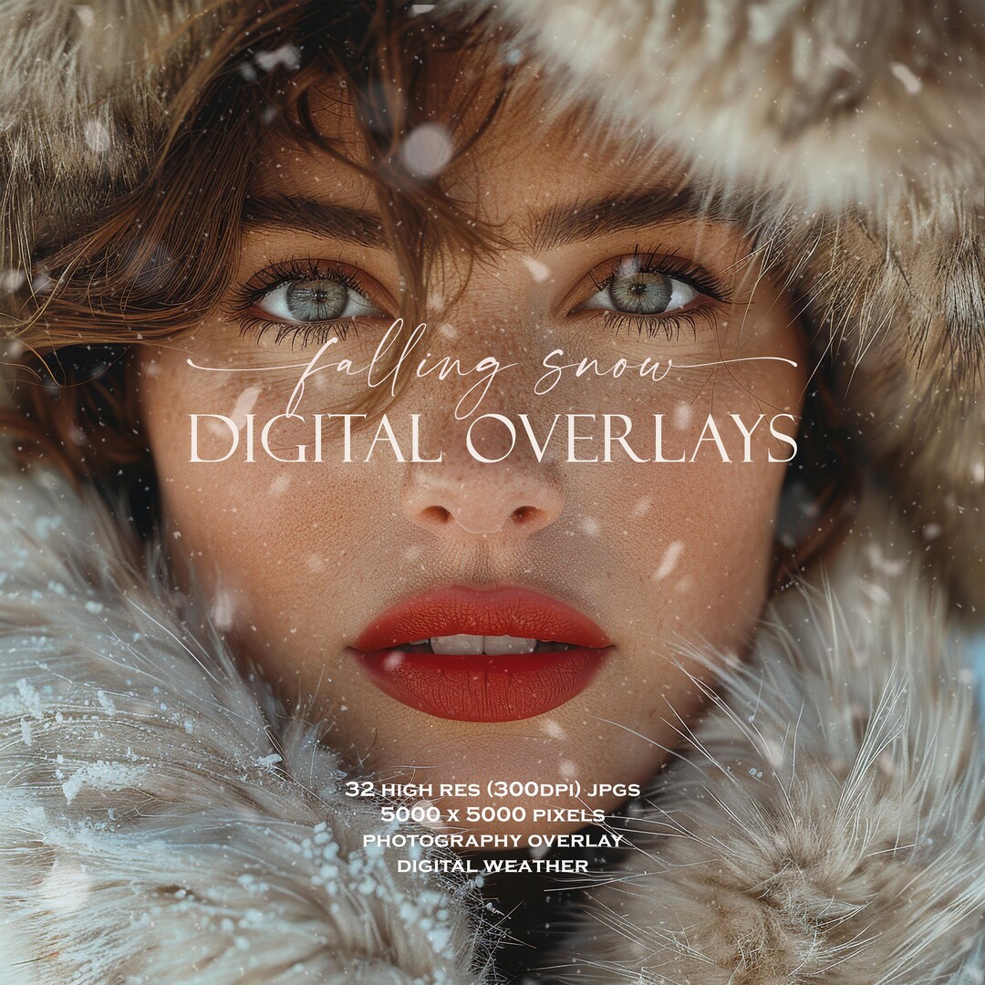 Falling Snow Winter Overlay Bundle (32), Realistic Snow Overlay PNG ...