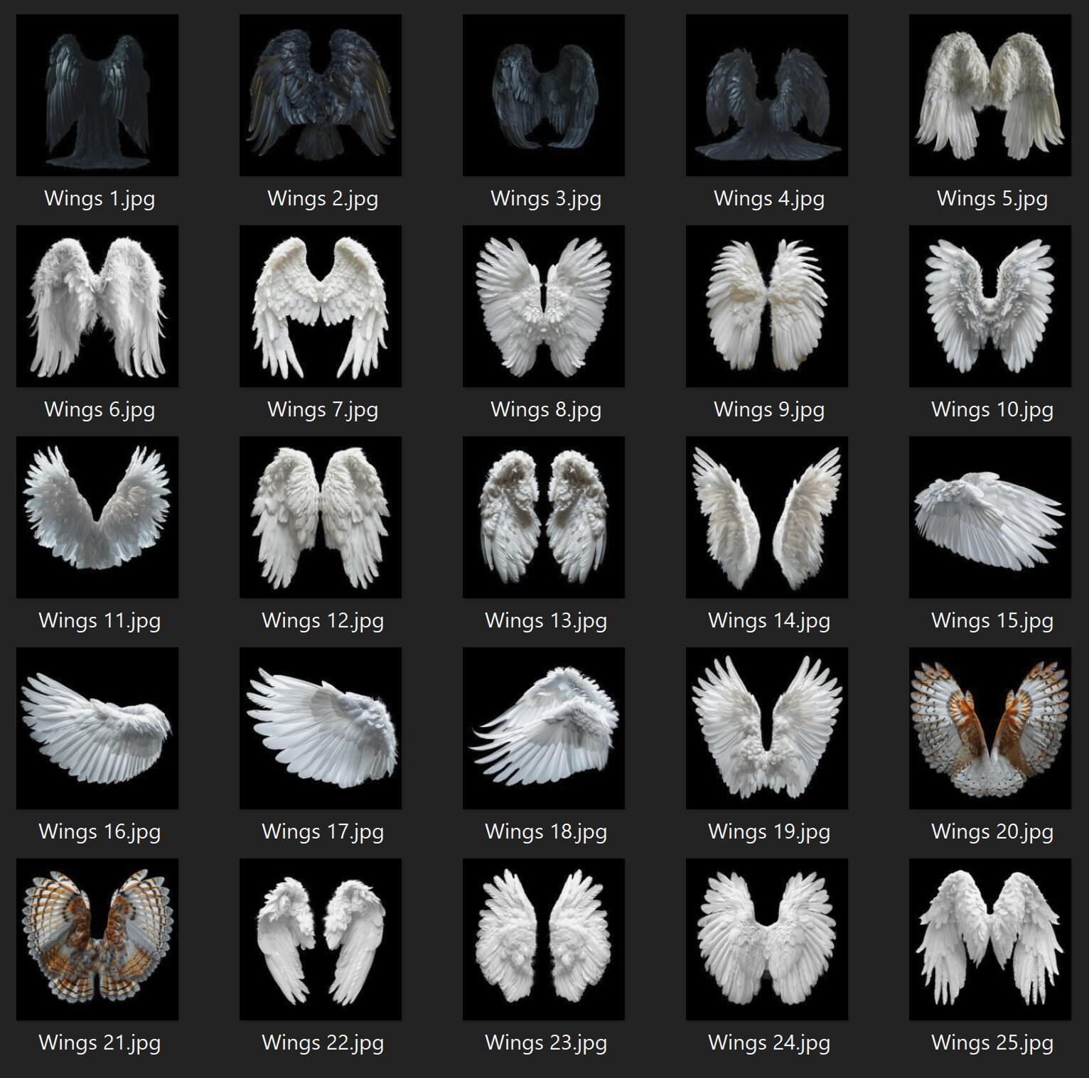 25 Angel Wings Digital Backdrop Overlays PNG, Fantasy Wings, White ...