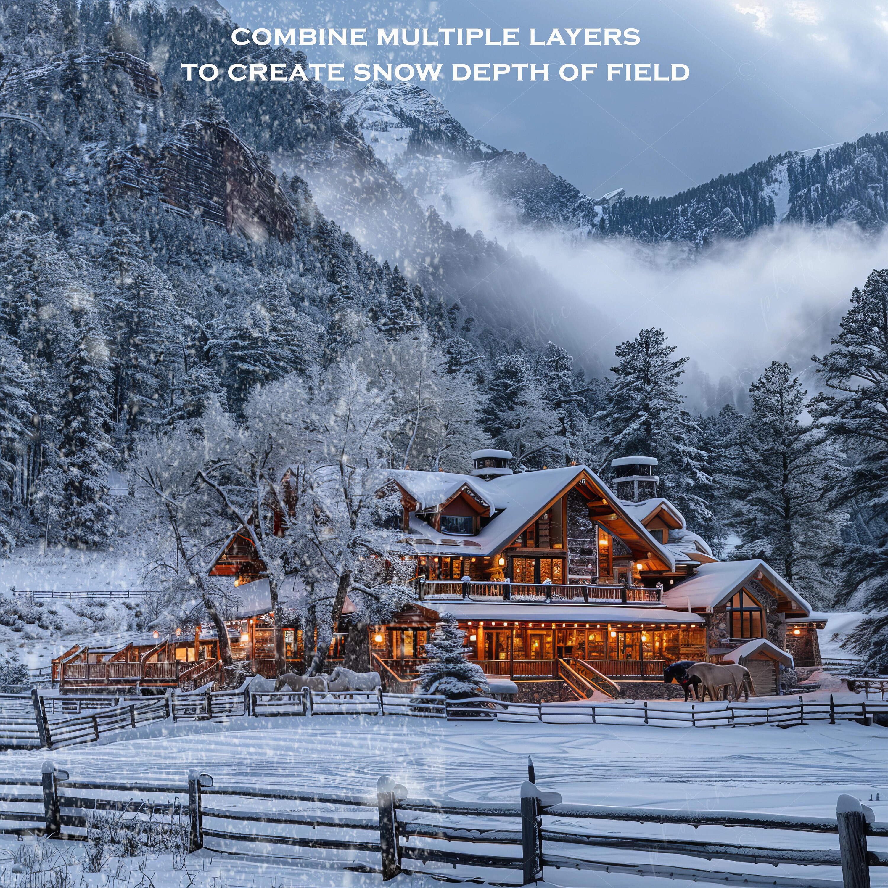 Falling Snow Winter Overlay Bundle (32), Realistic Snow Overlay PNG ...