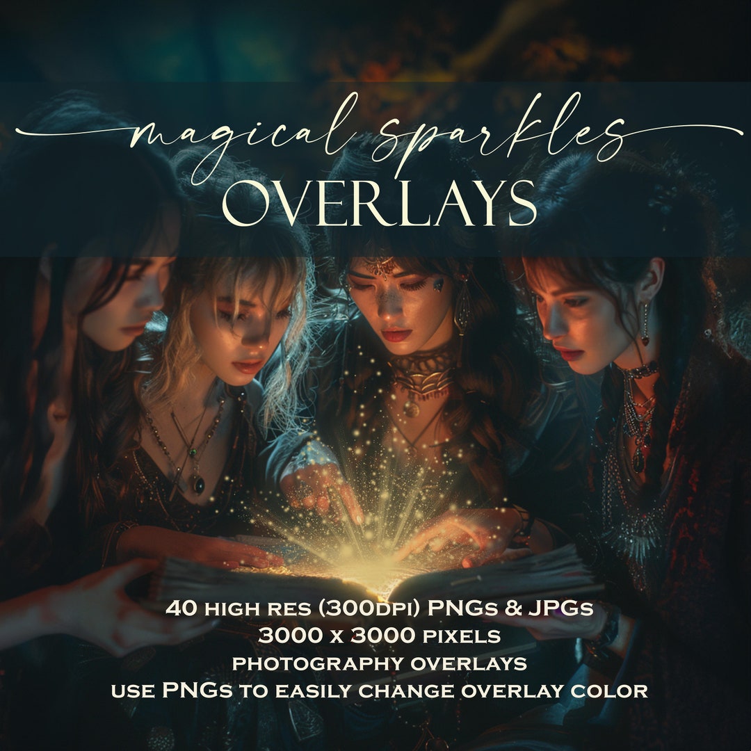 Magical Sparkles Photo Overlays Bundle, 40 PNG & JPG, Photoshop ...