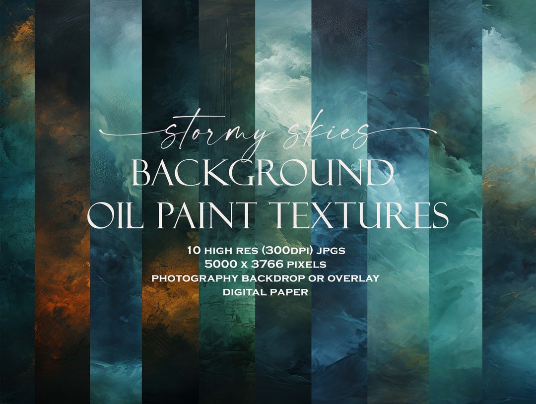 Stormy Skies Digital Background Bundle (10), Digital Backdrop, Oil ...