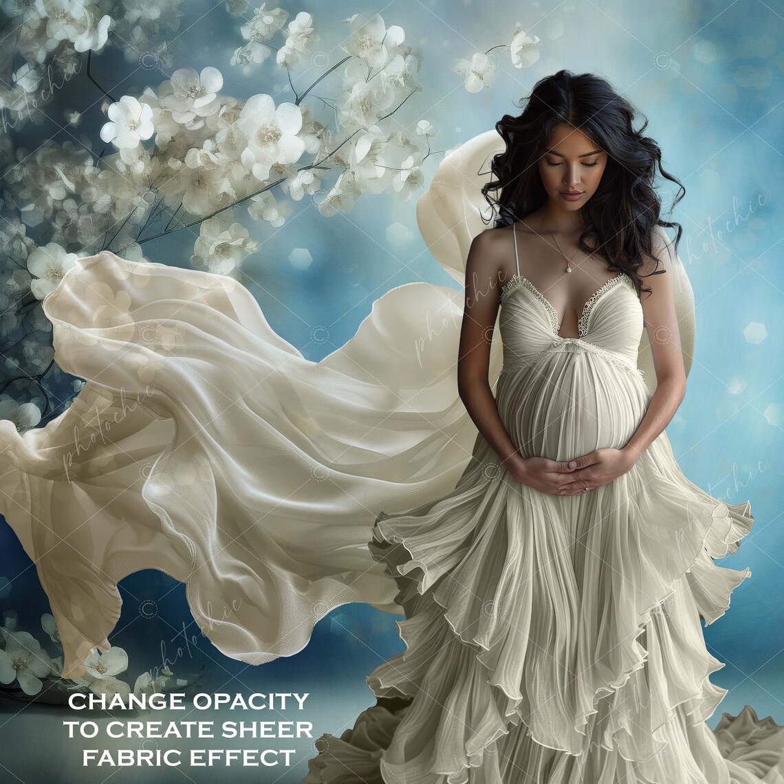 24 Flying Dress Fabric Photo Overlays, Photoshop Mix Overlay, Flowing ...