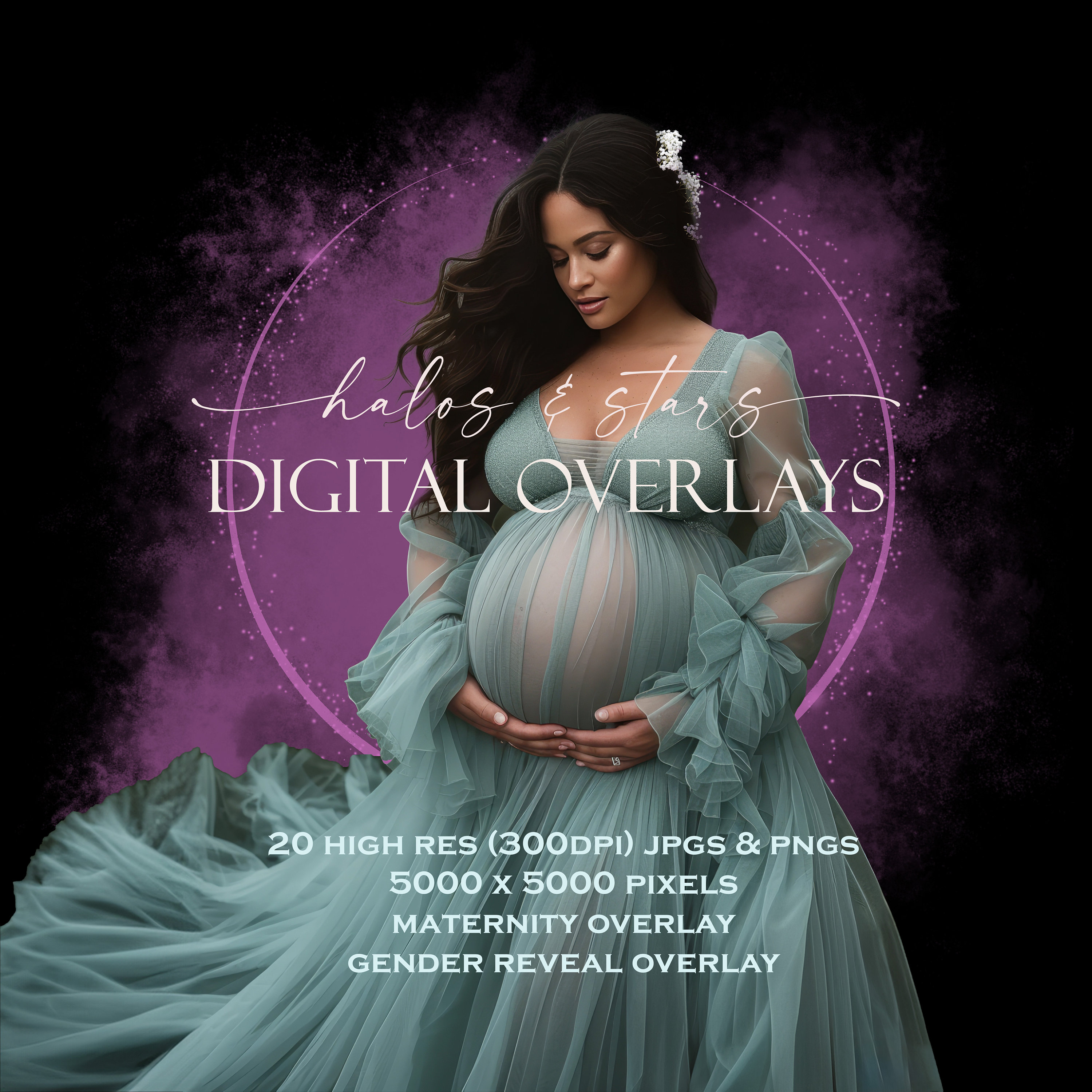 20 Gold Halo Overlays, Maternity Rings, Circle Overlays, Gender Reveal ...