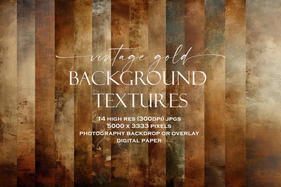 Vintage Gold Digital Background Bundle (14), Digital Backdrop, Photo ...