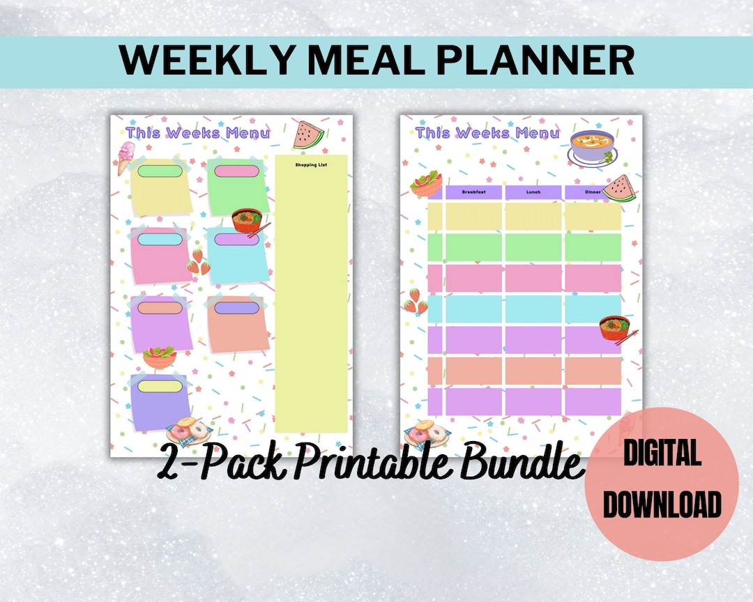 Digital Weekly Menu Planner - Etsy