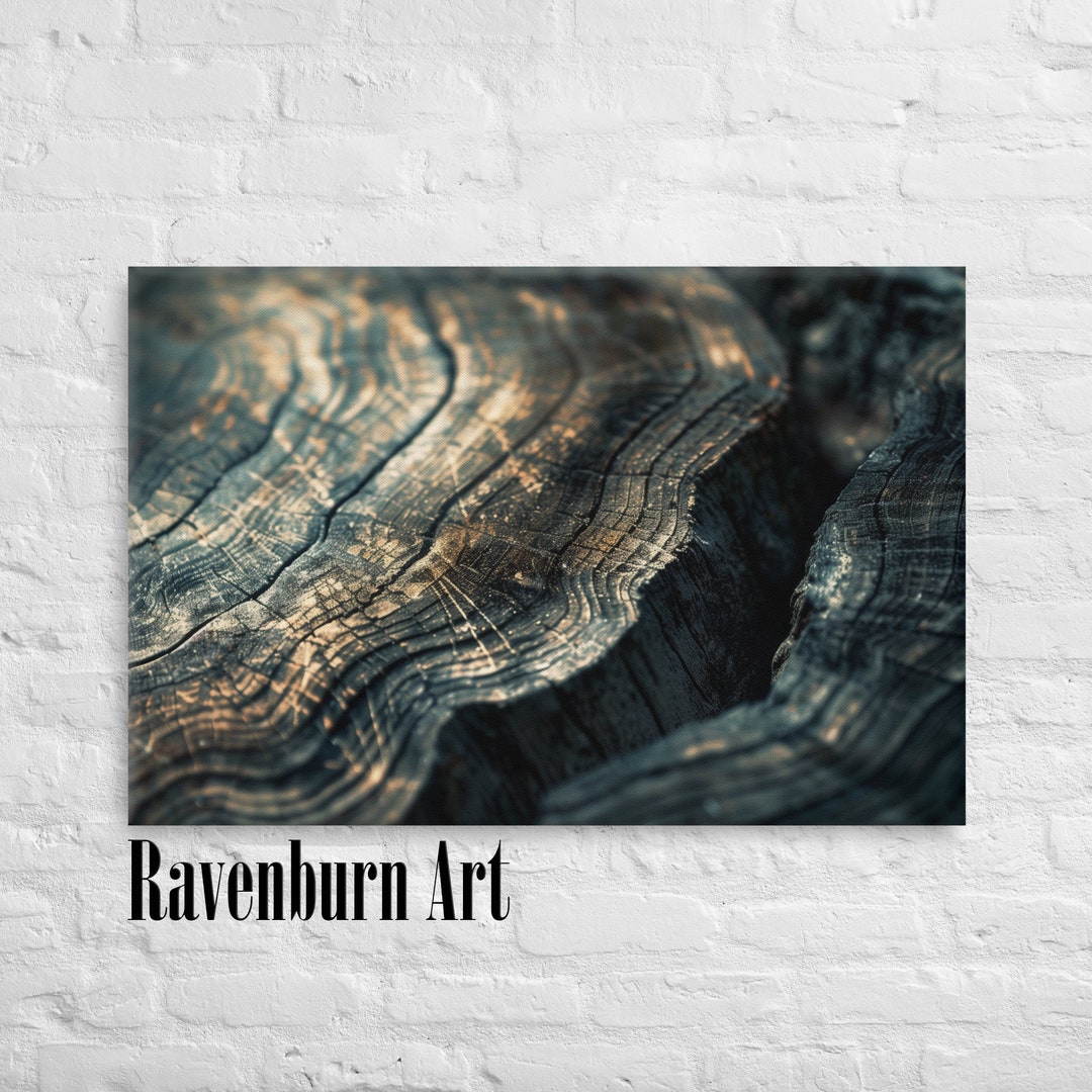 Blue Woodgrain Tree Stump Canvas Wrap. Beautiful Abstract Nature Art ...