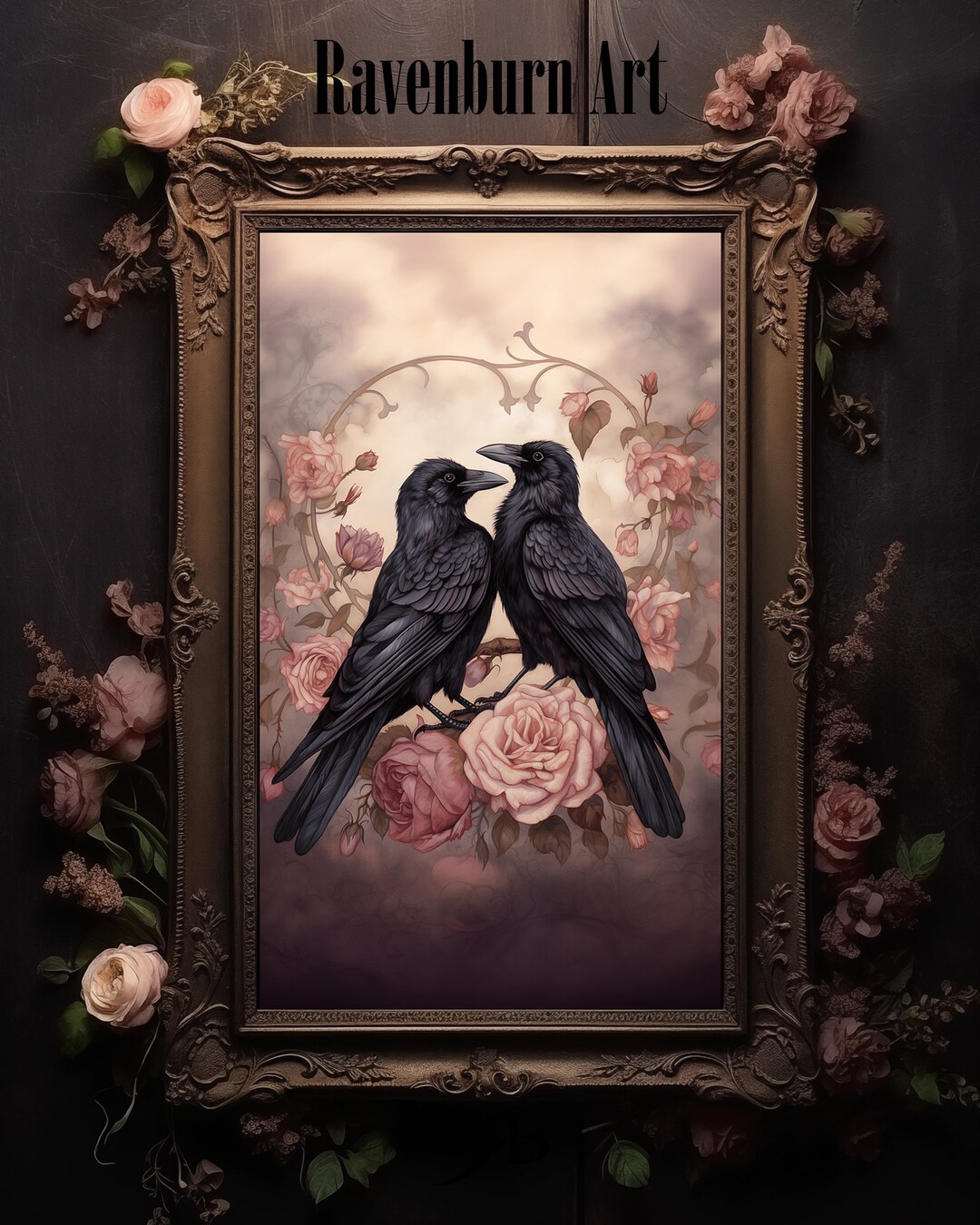 Raven Lovers Art Poster: Gothic Victorian Bird Print (digital Download ...