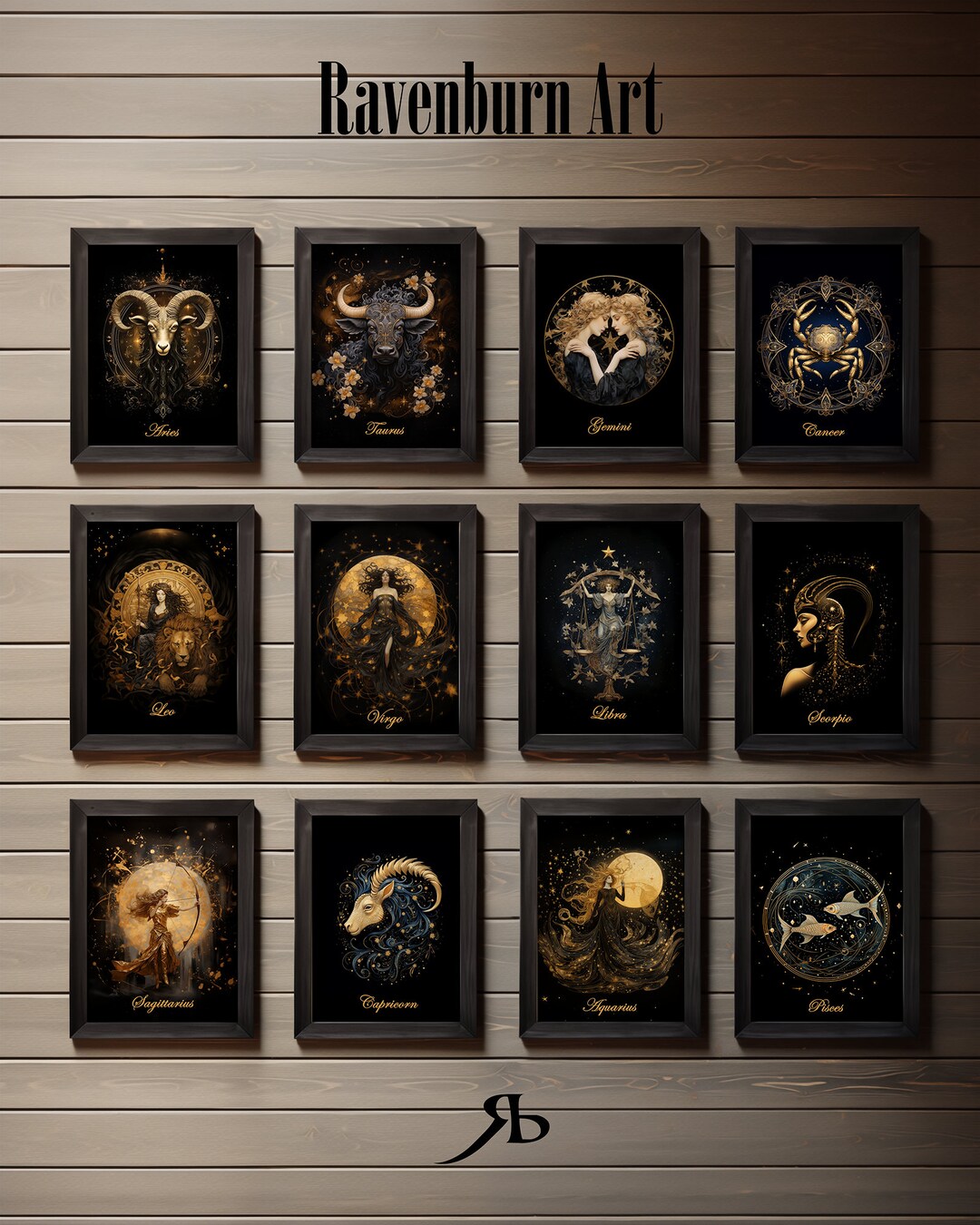 Zodiac Sign Art Prints: Gothic Astrology Posters (digital Download) - Etsy