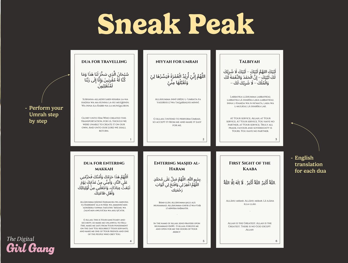 Umrah Dua Guide Printable, Umrah Cards, Dua Cards Printable, Umrah Duas ...
