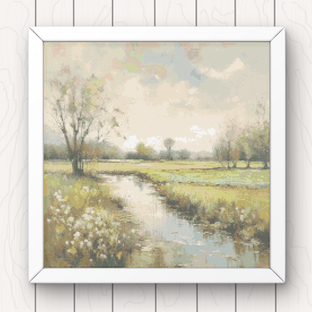 Scenic Countryside Cross Stitch Pattern: Afternoon Walk (PDF Download ...