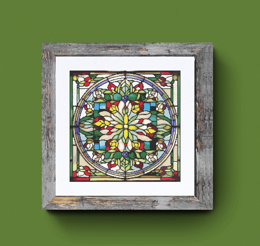 Stained Glass Cross Stitch Pattern Pdf Instant Download Floral Counted ...