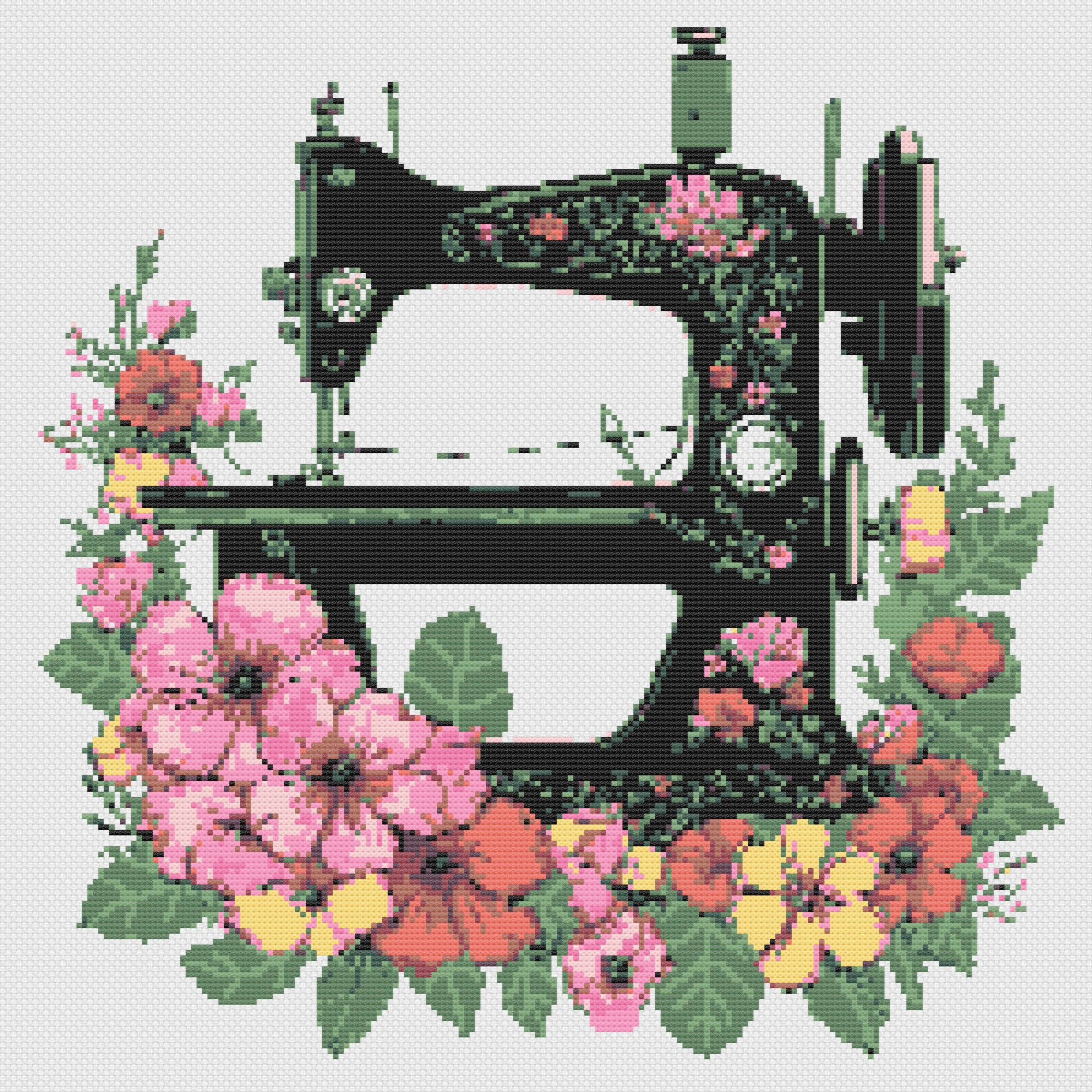 Sewing Machine Cross Stitch Pattern Floral Modern Pdf Instant Download ...