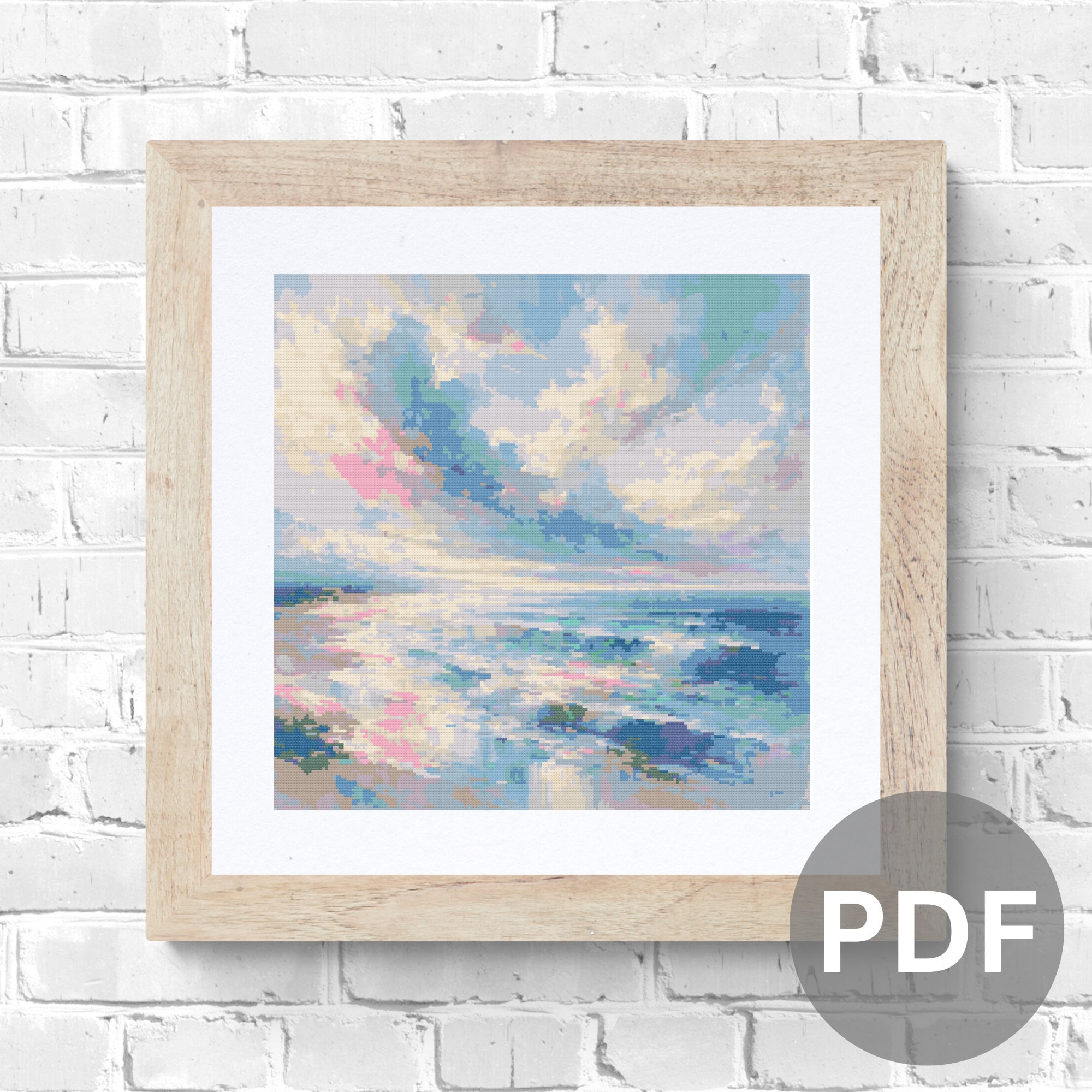 Ocean Cross Stitch Pattern Seascape Waves and Beach Pdf Instant ...