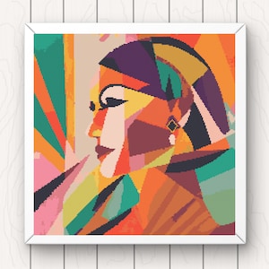 Cross Stitch Pattern Abstract Portrait Pdf Instant Download Art Deco ...