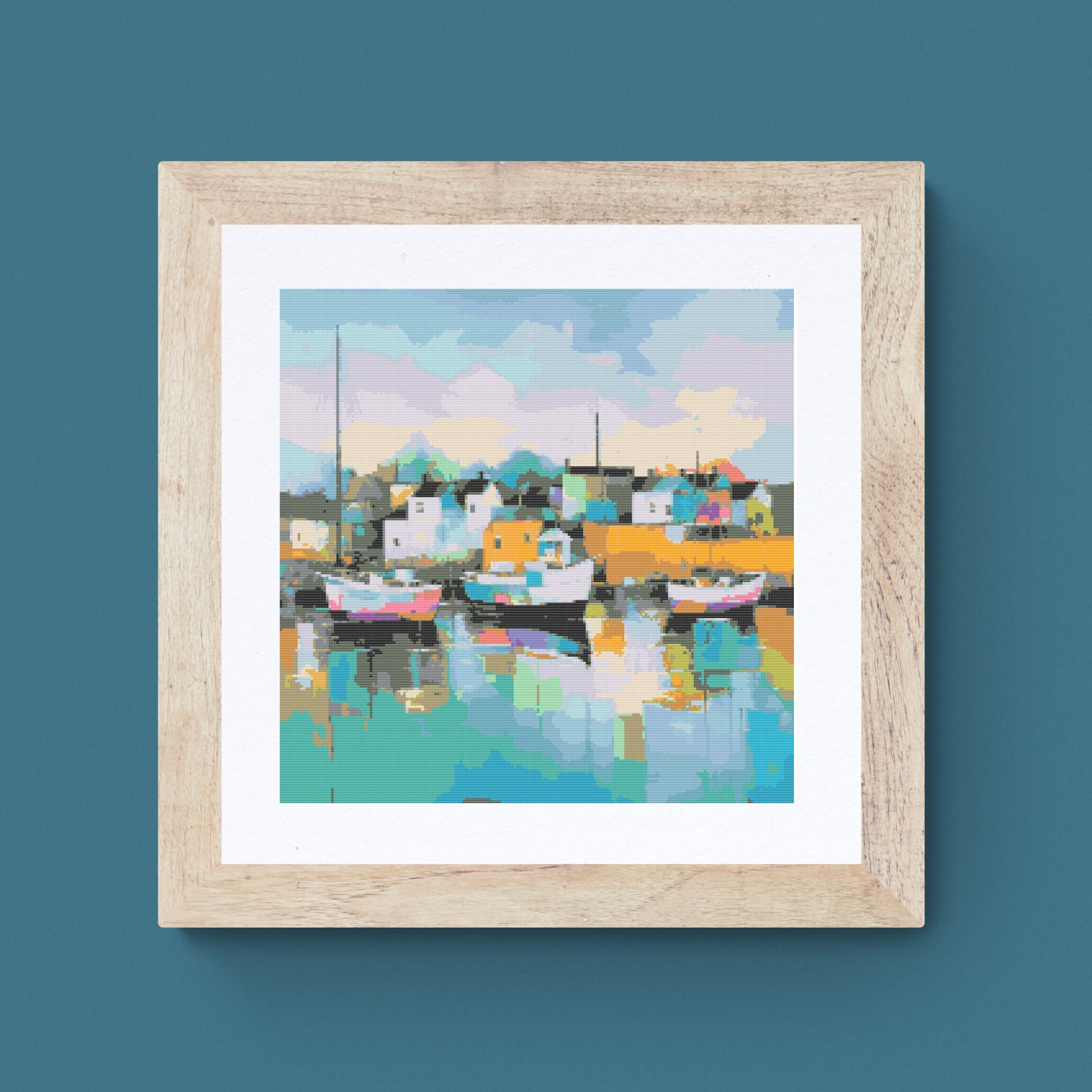 Coastal Harbour Cross Stitch Pattern: Abstract Boats (PDF Pattern) - Etsy