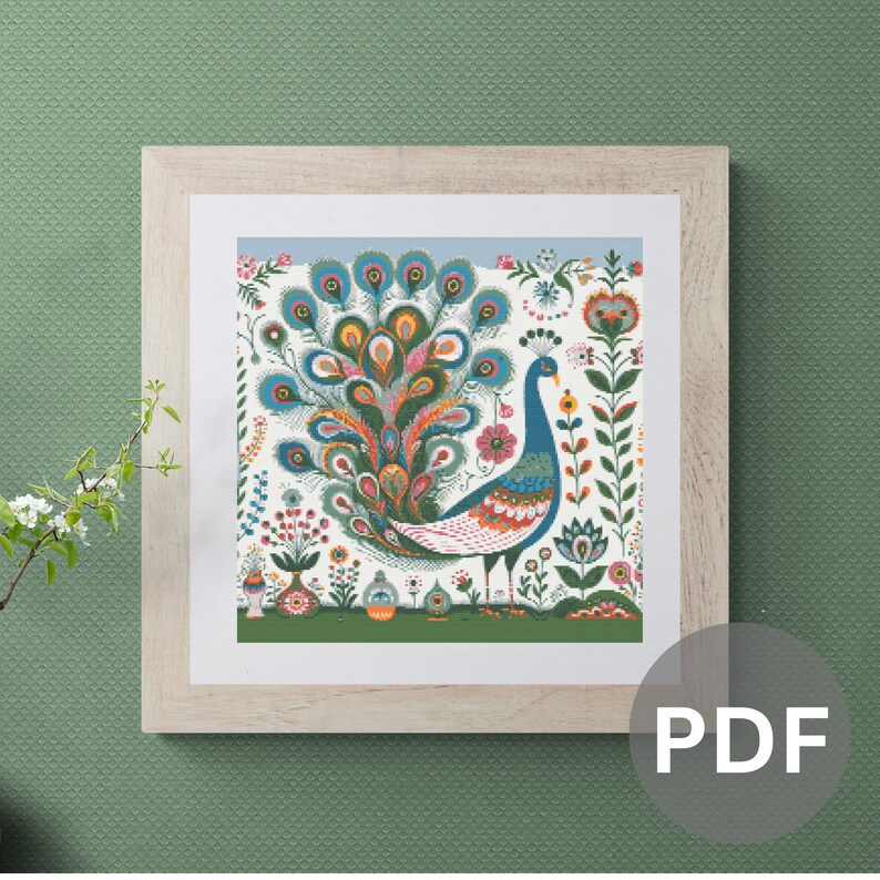 Peacock Cross Stitch Pattern Pdf Instant Download Abstract Bird Counted ...