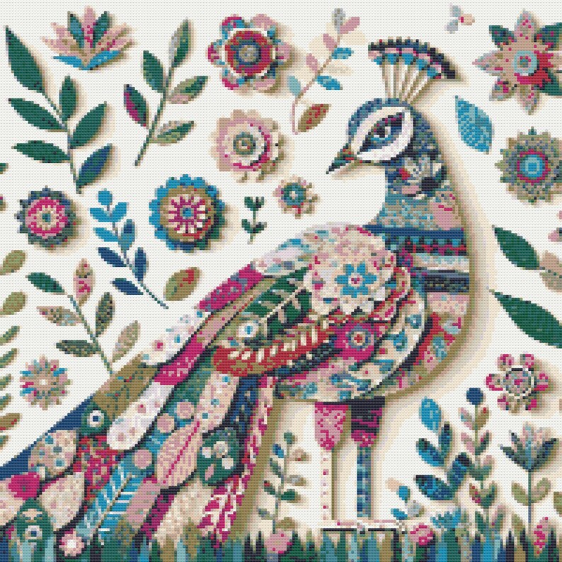 Peacock Cross Stitch Pattern Pdf Instant Download Bird Counted Cross ...