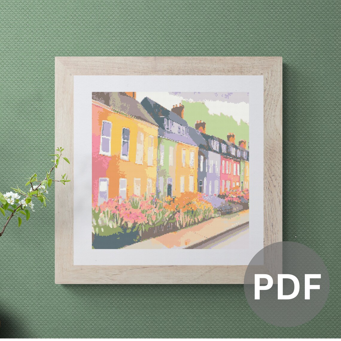 Village Cross Stitch Pattern Houses Pdf Instant Download Folk Art Style ...