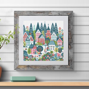 Village Cross Stitch Pattern Houses Pdf Instant Download Folk Art Town ...
