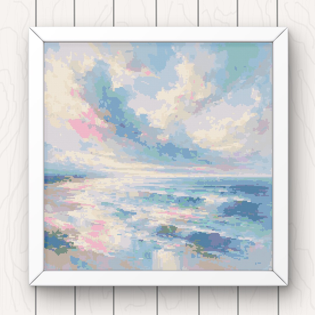 Ocean Cross Stitch Pattern Seascape Waves and Beach Pdf Instant ...