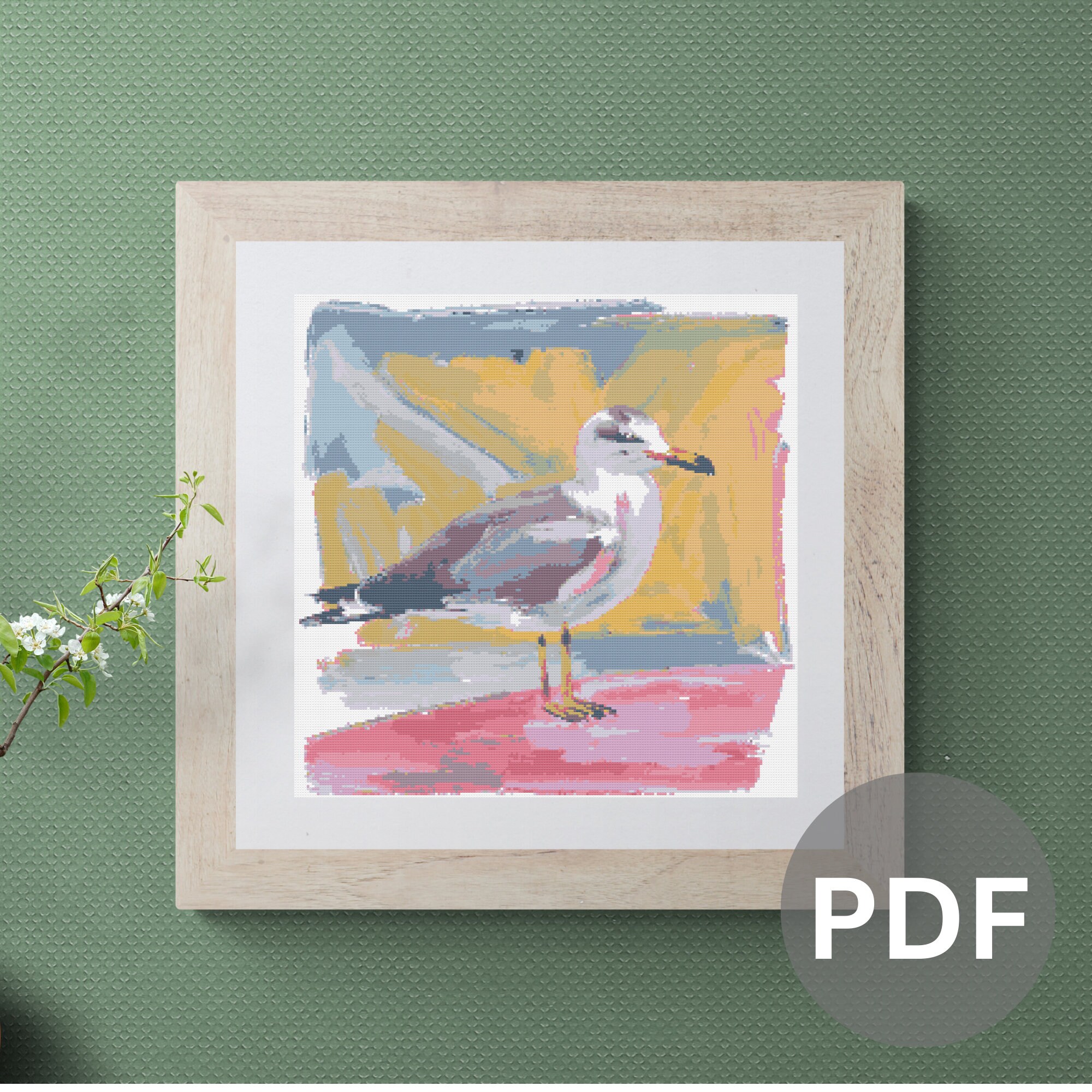 Seagull Cross Stitch Pattern Modern Pdf Instant Download Coastal Bird ...