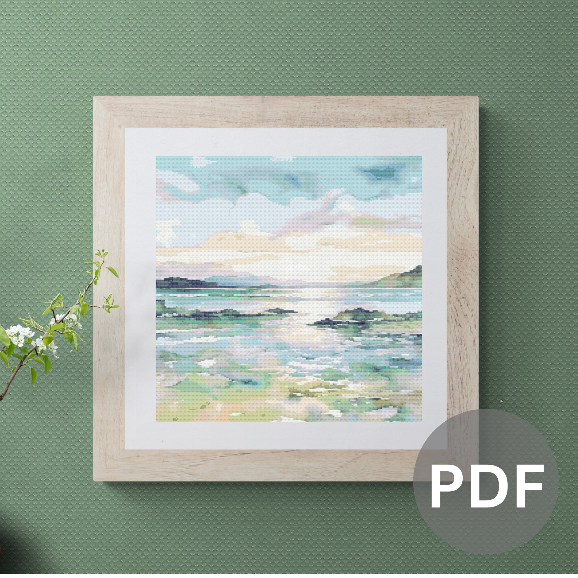 Ocean Cross Stitch Pattern Waves and Beach Pdf Instant Download ...