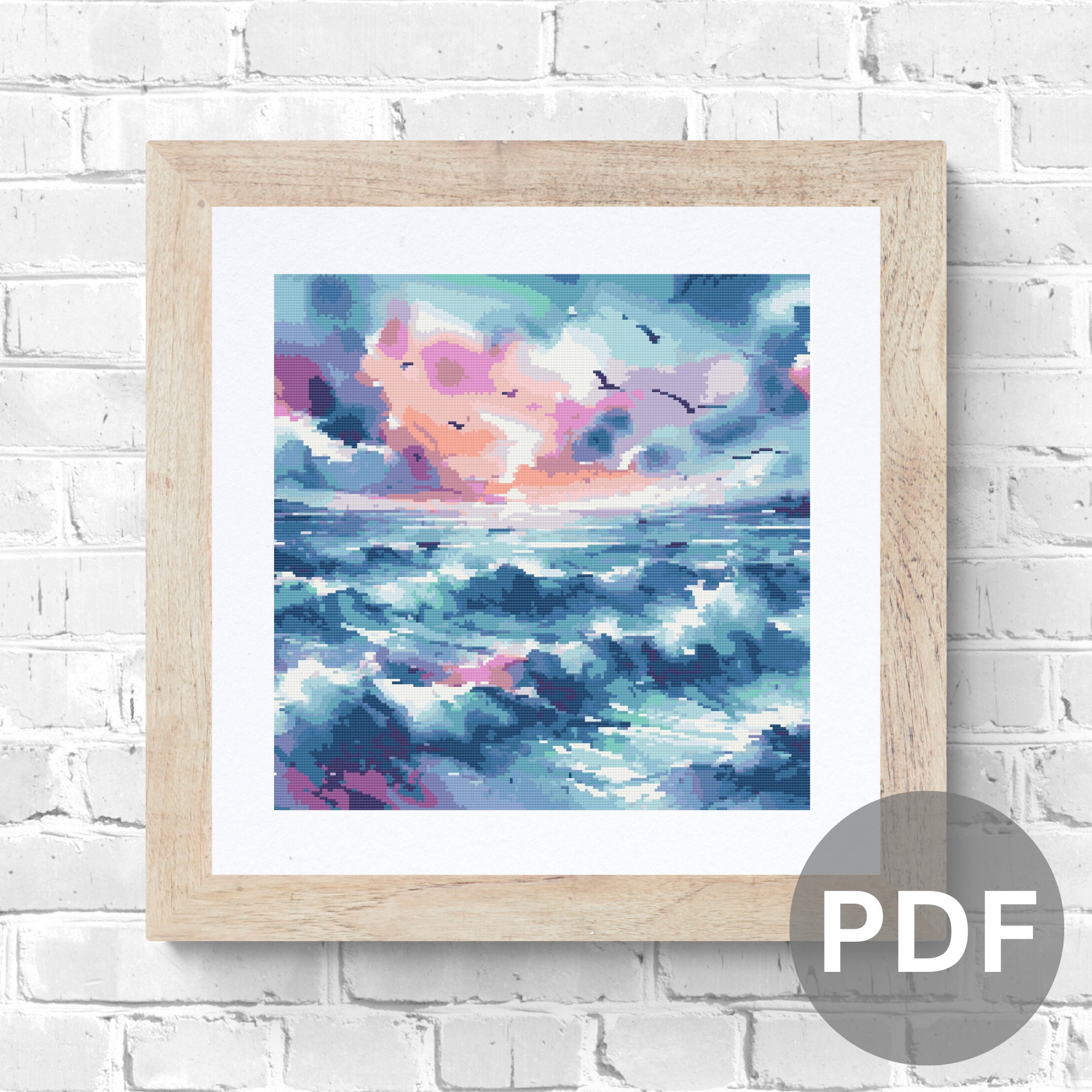 Sea Cross Stitch Pattern Seascape Ocean Waves and Beach Pdf Instant ...