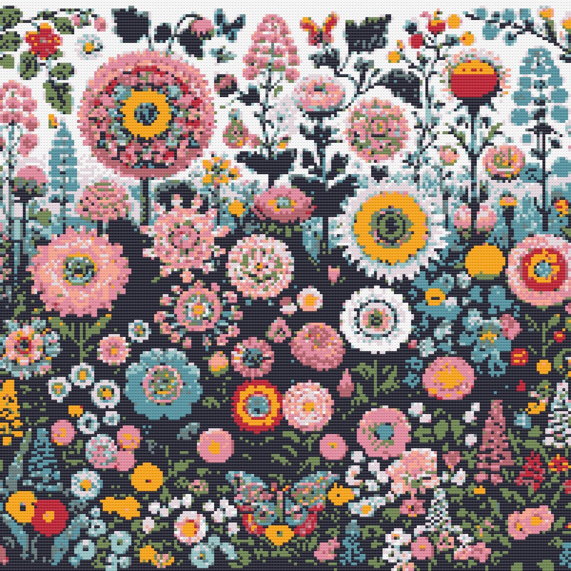 Flower Garden Cross Stitch Pattern Floral Pdf Instant Download ...