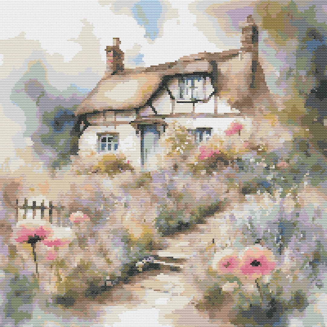 Thatched Cottage Cross Stitch Pattern Cottage and Flower Garden Pdf ...