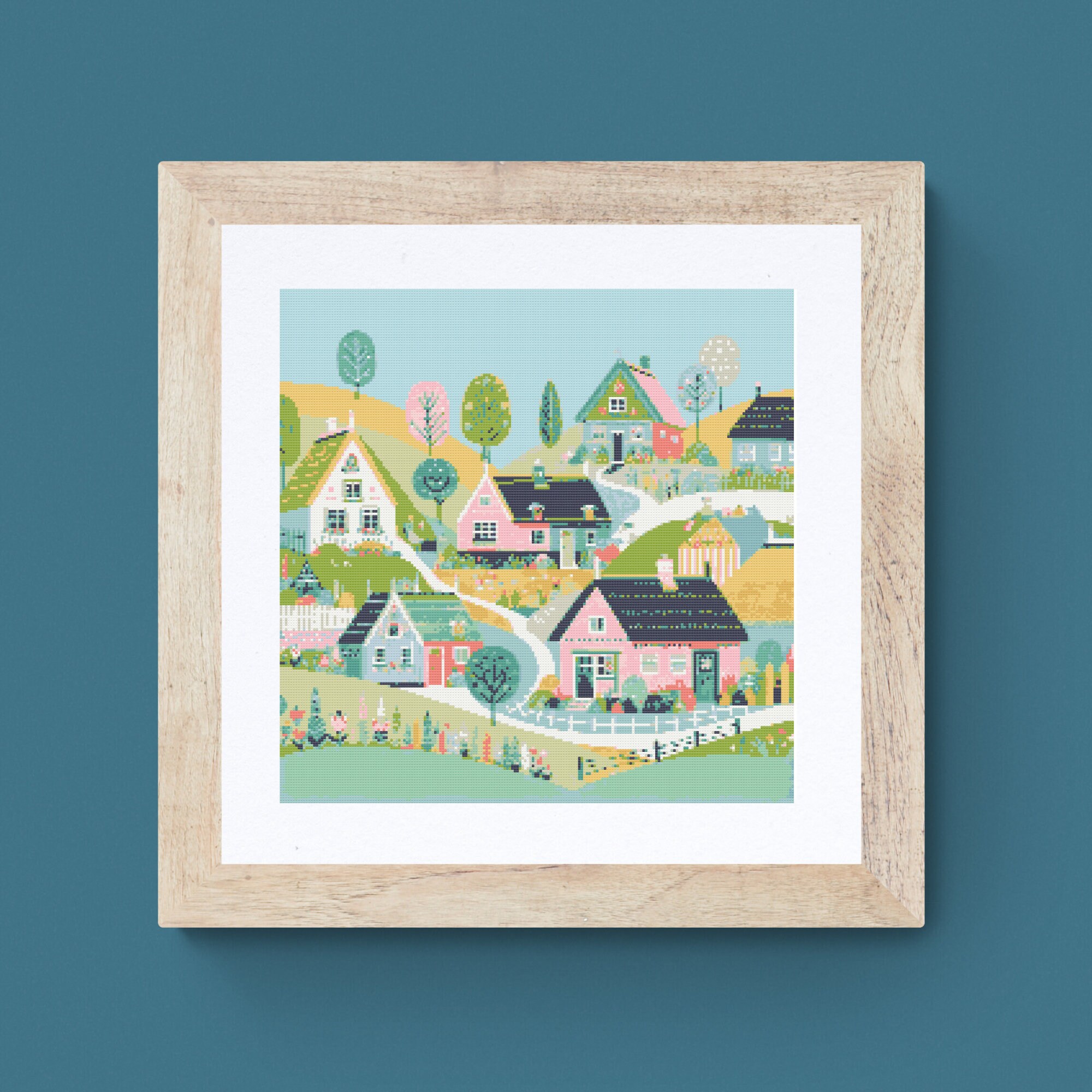 Village Cross Stitch Pattern Houses Pdf Instant Download Folk Art Town ...