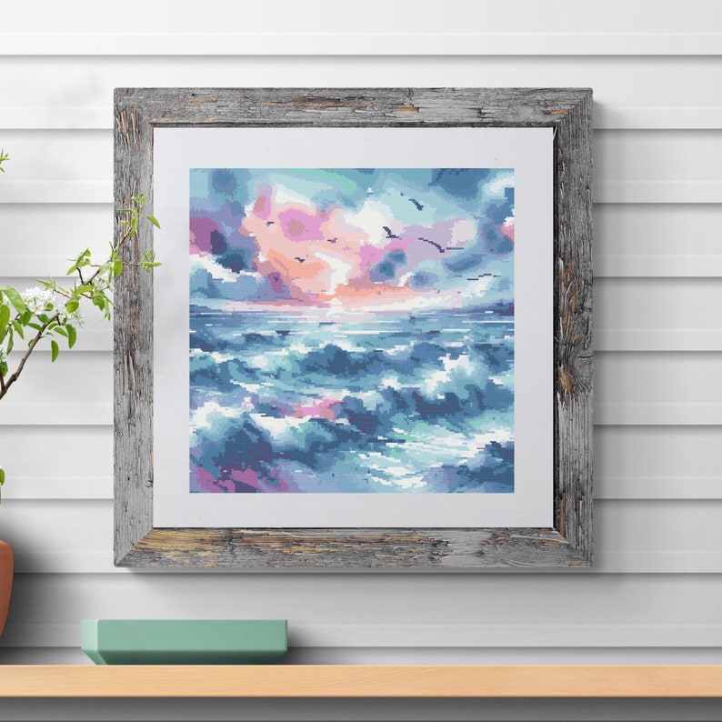 Sea Cross Stitch Pattern Seascape Ocean Waves and Beach Pdf Instant ...