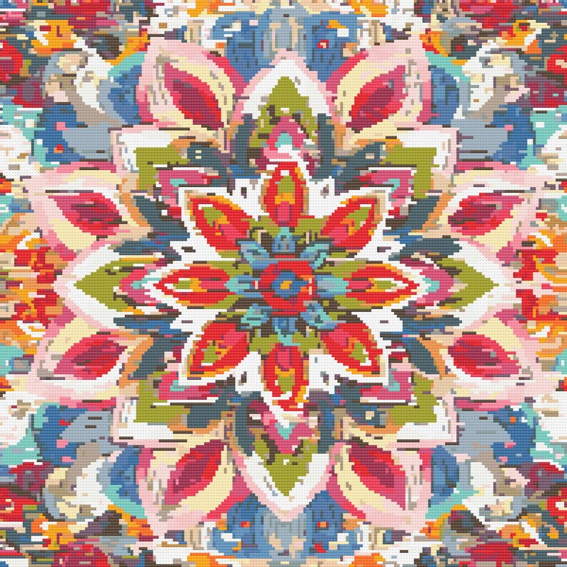 Mandala Cross Stitch Pattern Pdf Instant Download Floral Counted Cross ...