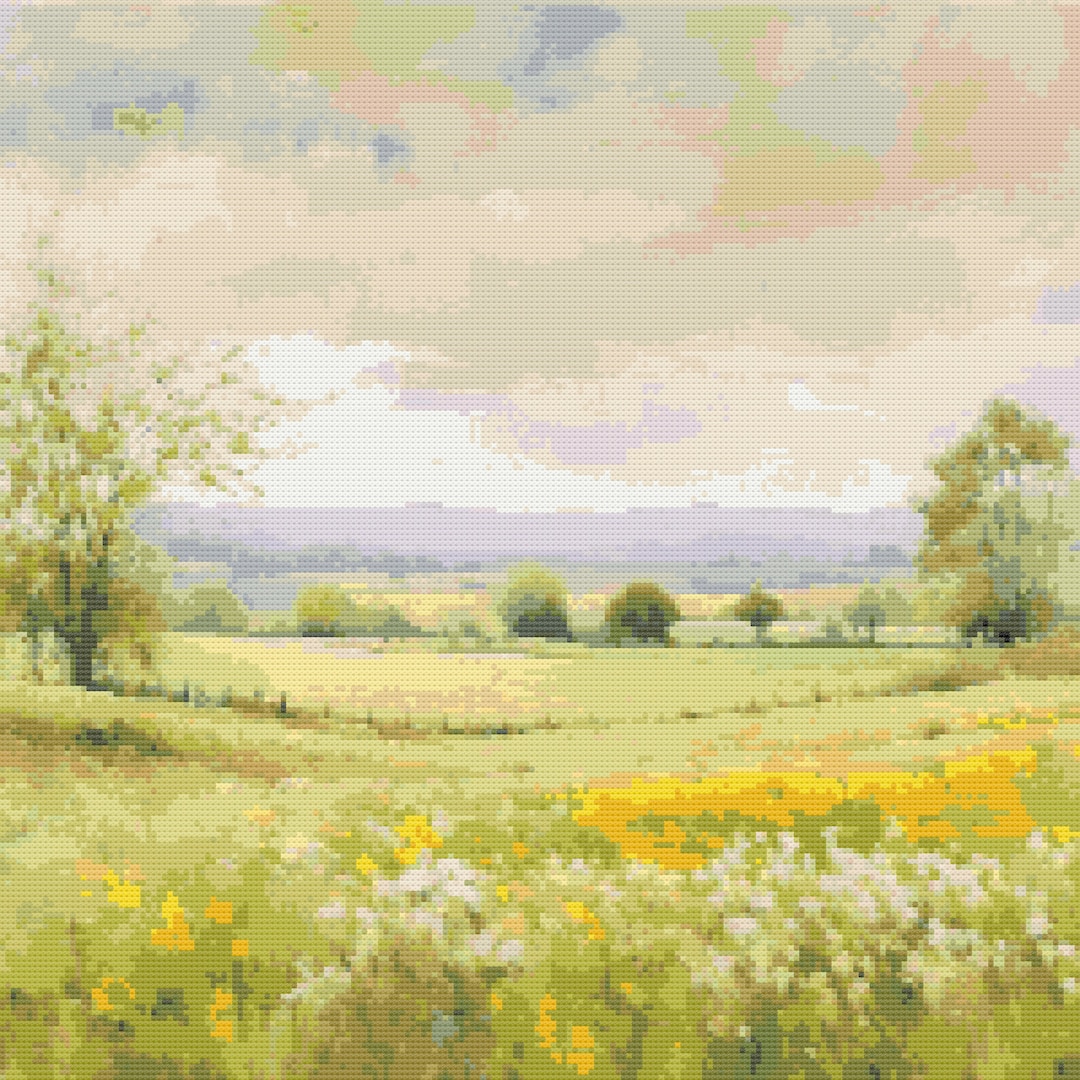 Cross Stitch Pattern Landscape Pdf Instant Download Scenic Countryside ...