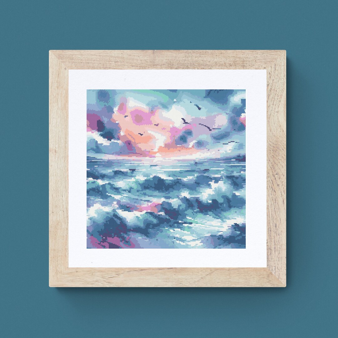 Sea Cross Stitch Pattern Seascape Ocean Waves and Beach Pdf Instant ...