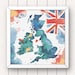 UK Map Cross Stitch Pattern Watercolour Great Britain Map With Union ...