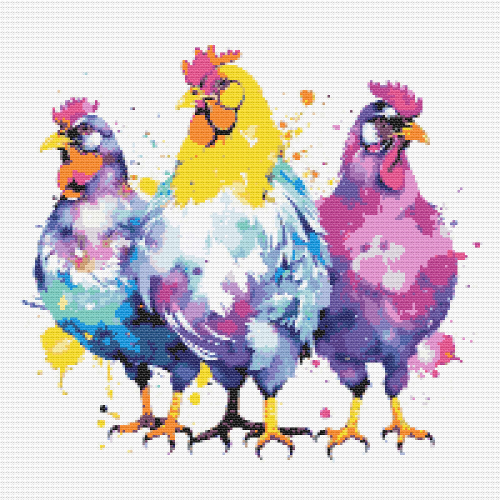 Chicken Cross Stitch Pattern Pdf Instant Download Watercolour Hens ...