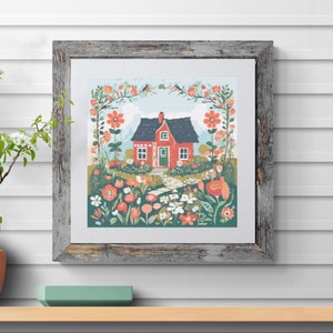 Cross Stitch Pattern Cottage and Flower Garden Pdf Instant Download ...