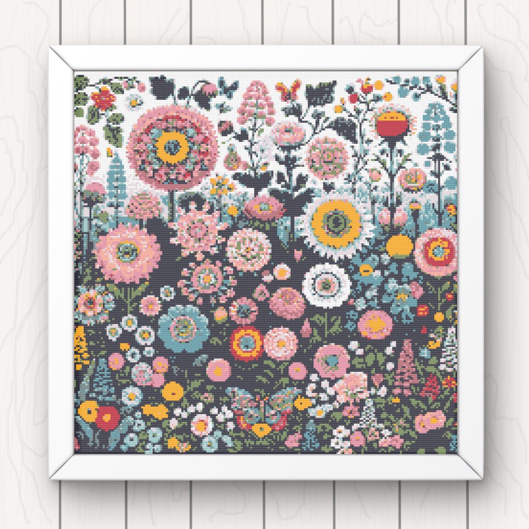 Flower Garden Cross Stitch Pattern: Floral Landscape (PDF Download) - Etsy