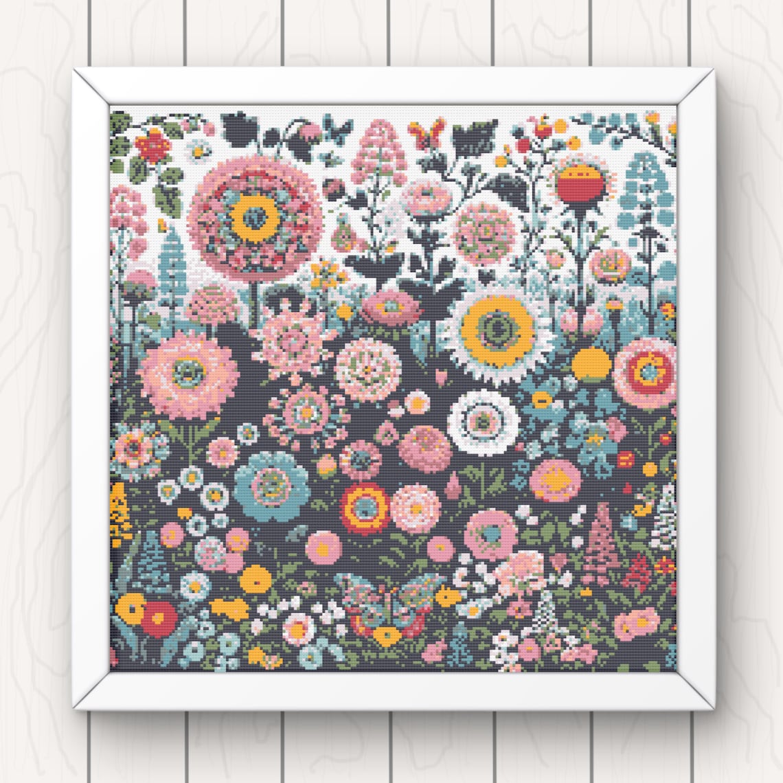 Flower Garden Cross Stitch Pattern Floral Pdf Instant Download ...