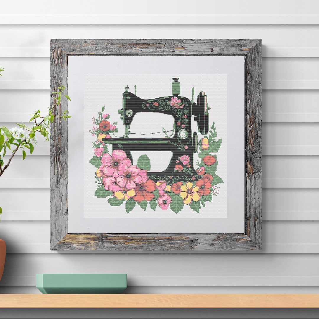 Sewing Machine Cross Stitch Pattern Floral Modern Pdf Instant Download ...