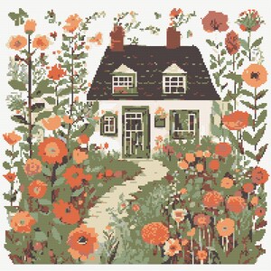 Cross Stitch Pattern Country Cottage Garden Pdf Instant Download ...