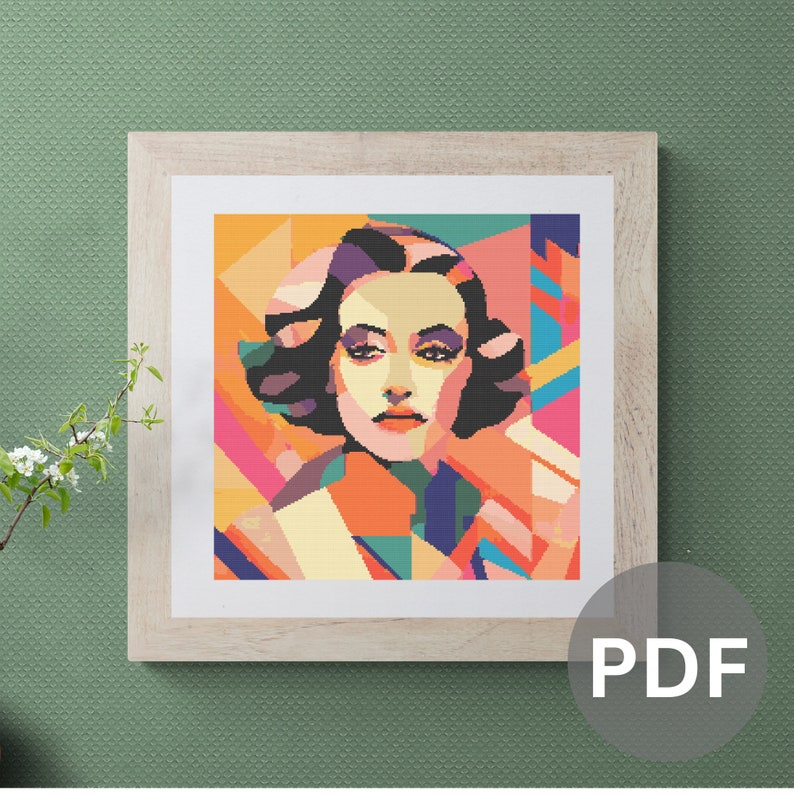 Abstract Cross Stitch Pattern Portrait Pdf Instant Download Elegant ...